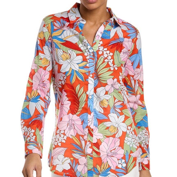 J. McLaughlin | Tops | J Mclaughlin Yellow Abstract Print Button Down ...